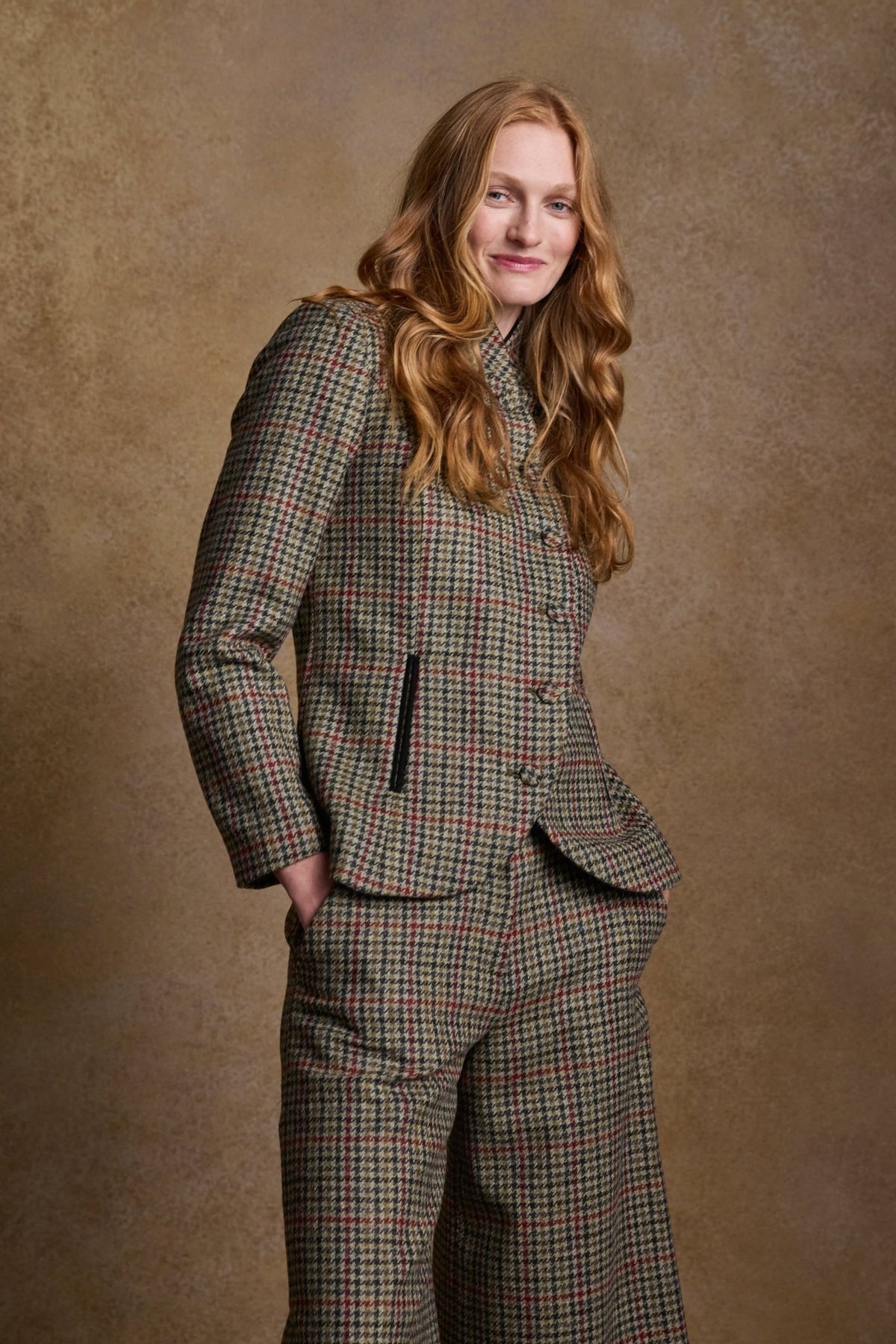 Nicole Asymmetric Tweed Blazer - Hacking Check: Tailored Elegance