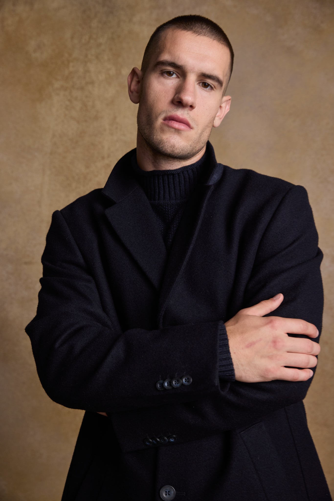 Owen Tweed Coat - Deep Navy Melton